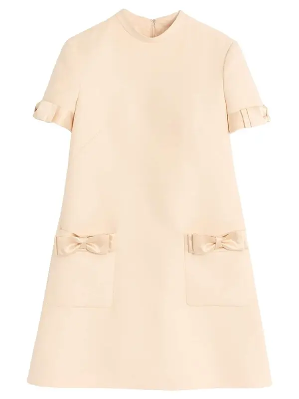 Valentino Garavani Wool-silk Bow-embellished Mini Dress - Nude