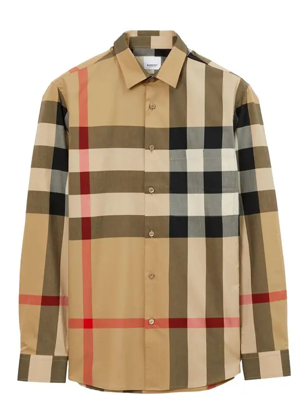 Burberry Cotton Enlarged Check Shirt - Beige