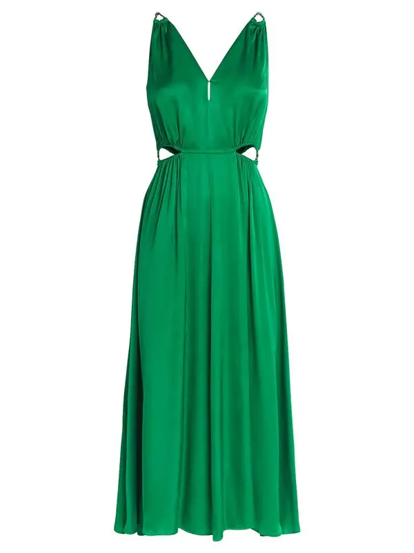Maje Satin-effect Midi Dress - Green