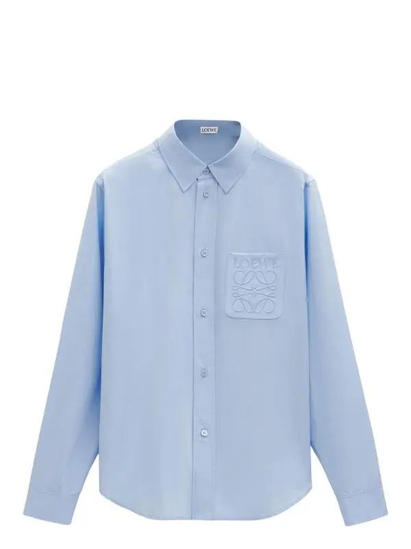Loewe Cotton-blend Anagram Shirt - Blue