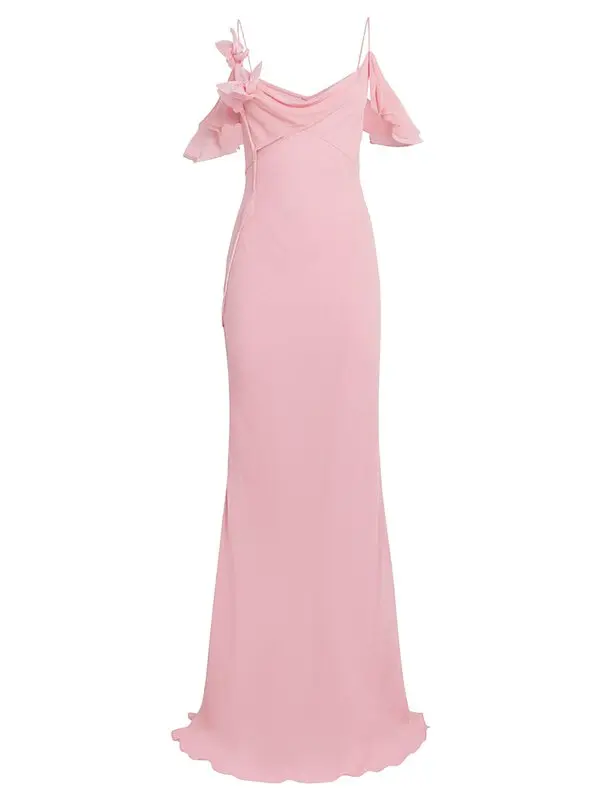 SELF-PORTRAIT Flower Georgette Maxi Dress - Pink