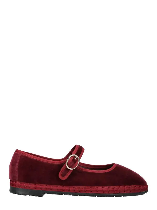 FLABELUS Velvet Mary Janes - Burgundy