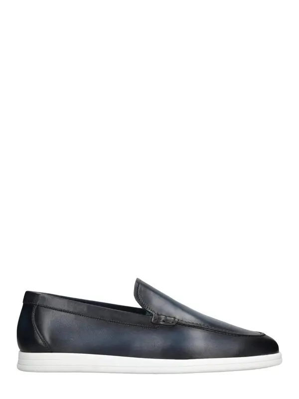 Magnanni Leather Slip-on Loafers - Navy