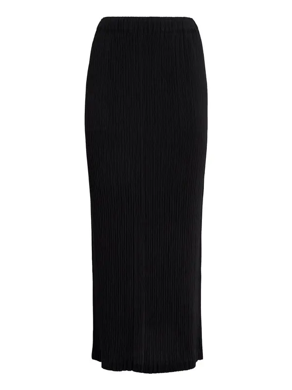 Issey Miyake Hatching Bottoms Pleated Maxi Skirt - Black