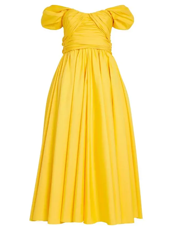 Giambattista Valli Cotton Off-the-shoulder Midi Dress - Yellow