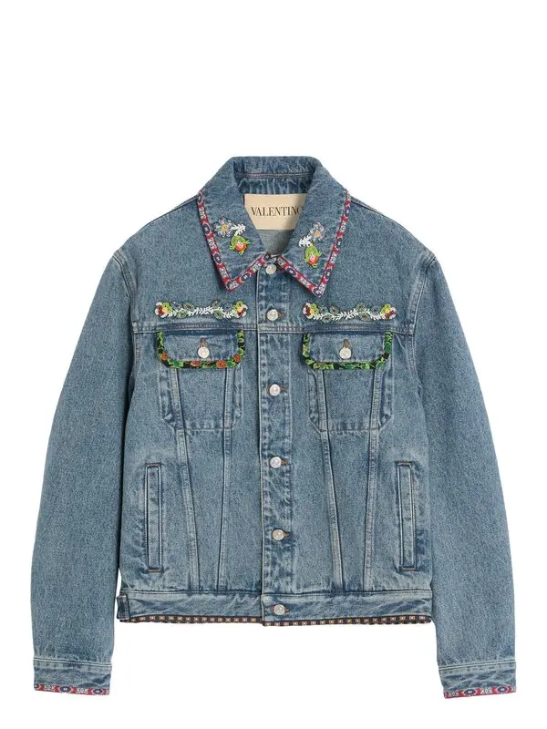 Valentino Garavani Embellished Denim Jacket - Blue
