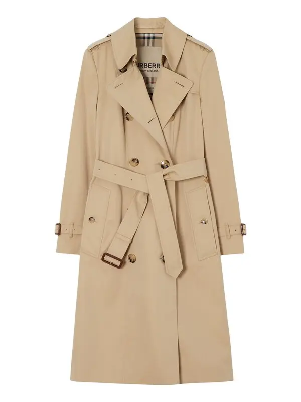 Burberry Gabardine Chelsea Long Trench Coat - Yellow