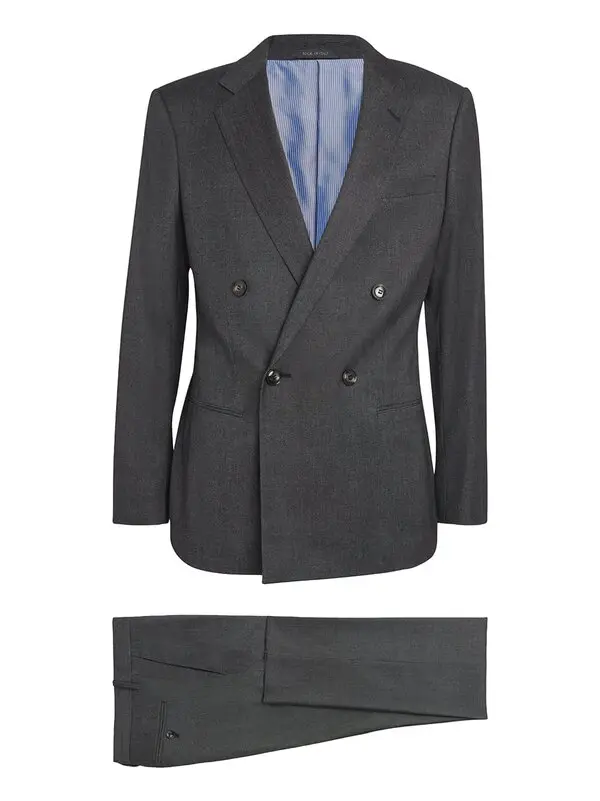 Giorgio Armani Cashmere-blend Double-breasted Suit - Grey