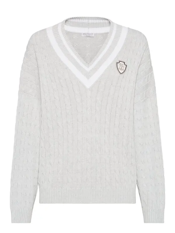 Brunello Cucinelli Cotton Cable-knit Sweater - White