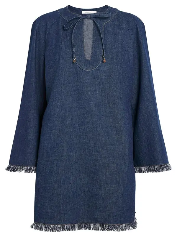 Zimmermann Rhiannon Denim Mini Dress - Navy