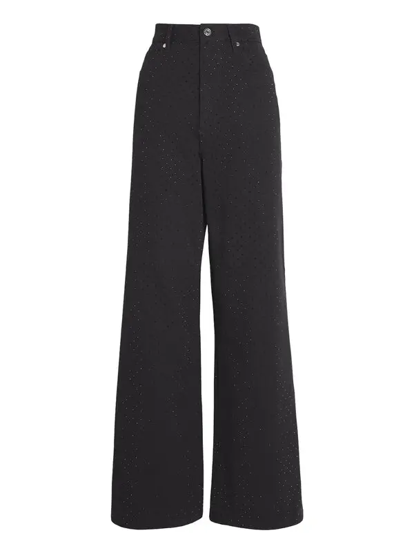 Sandro Embellished Wide Leg Jeans - Black
