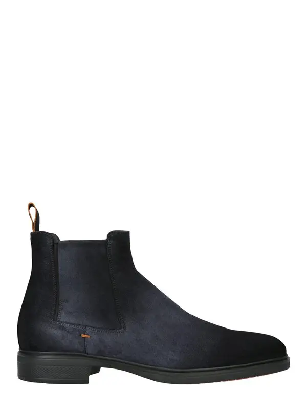 Santoni Suede Chelsea Boots - Navy
