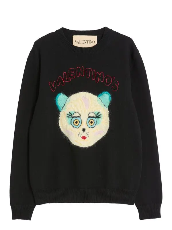 Valentino Garavani Cotton-wool Applique Sweater - Black
