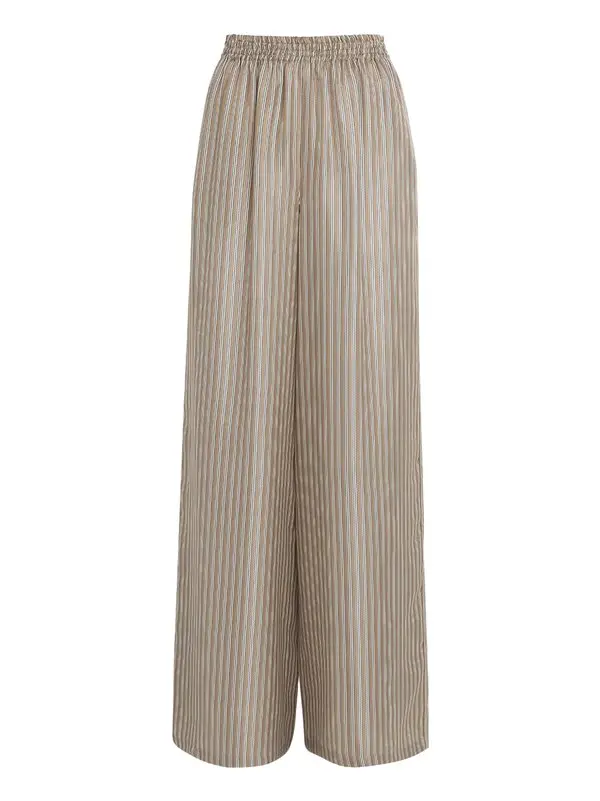 Max Mara Silk Stripe Wide-leg Trousers - Beige