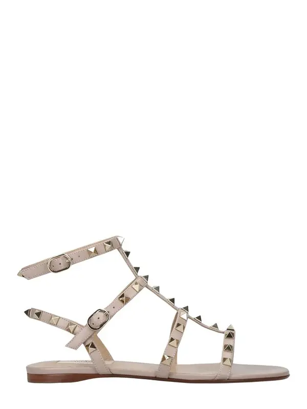 Valentino Garavani Leather Rockstud Gladiator Sandals - Pink