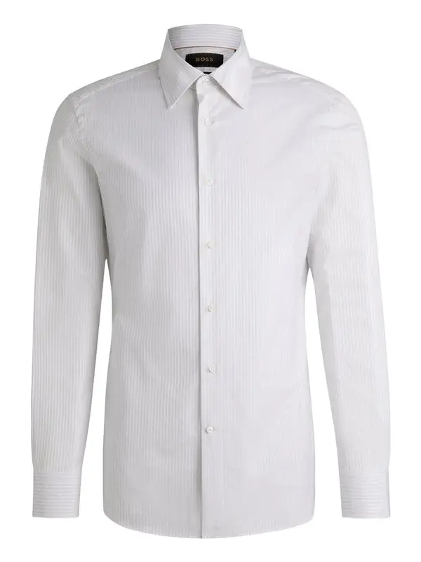 BOSS Regenerative Cotton Striped Shirt - Grey