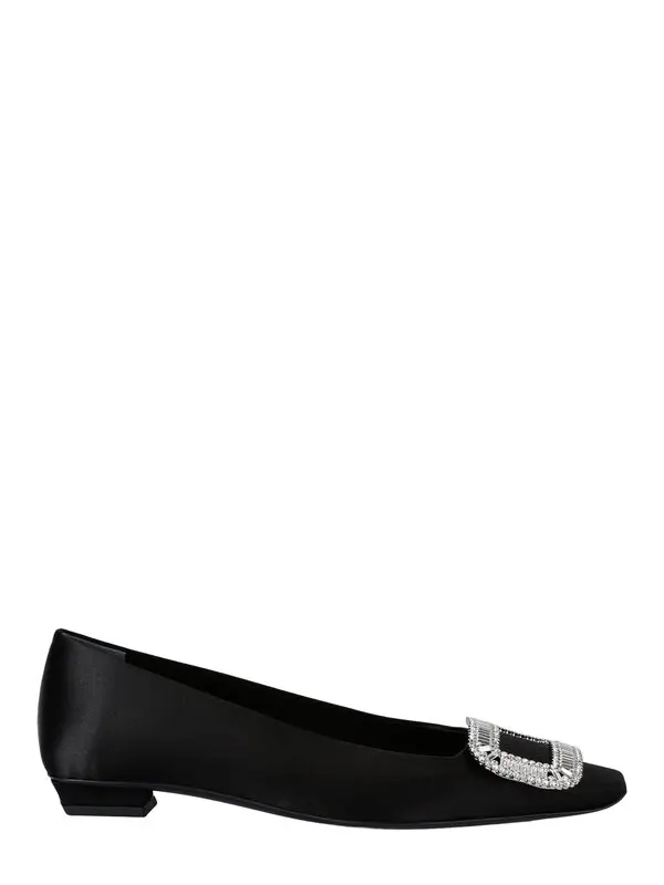 ROGER VIVIER Satin Belle Vivier Ballet Flats - Black