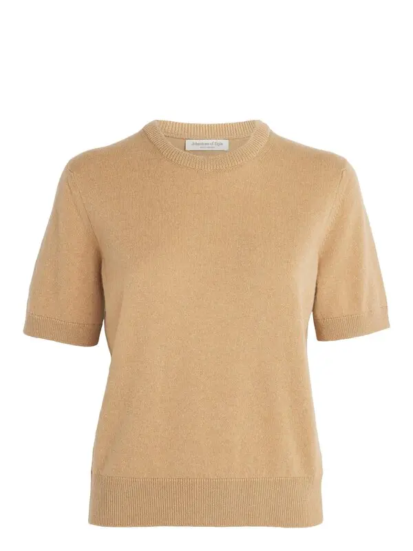 Johnstons Of Elgin Cashmere Short-sleeve Sweater - Beige