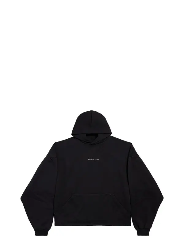 Balenciaga Rhinestone-logo Cropped Hoodie - Black