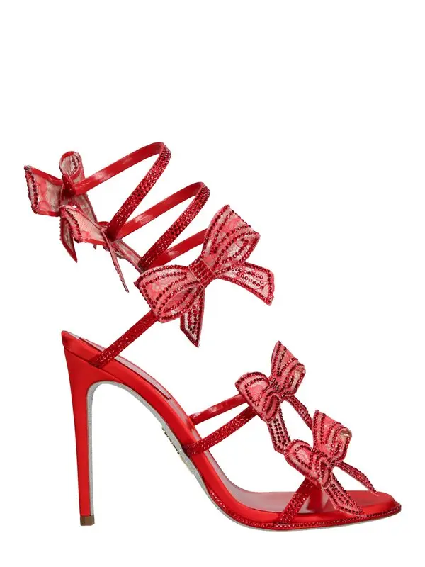 Rene Caovilla Satin Bow-embellished Sandals - Red