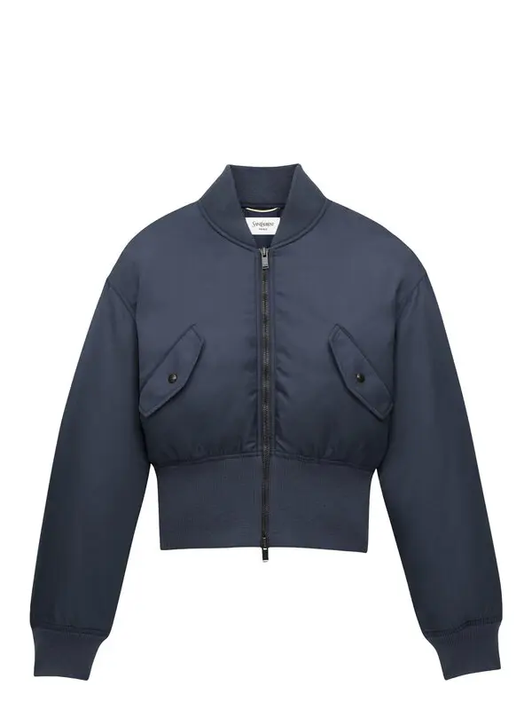 Saint Laurent Padded Bomber Jacket - Blue