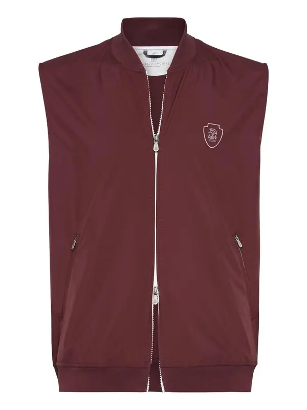 Brunello Cucinelli Nylon Logo Gilet - Burgundy