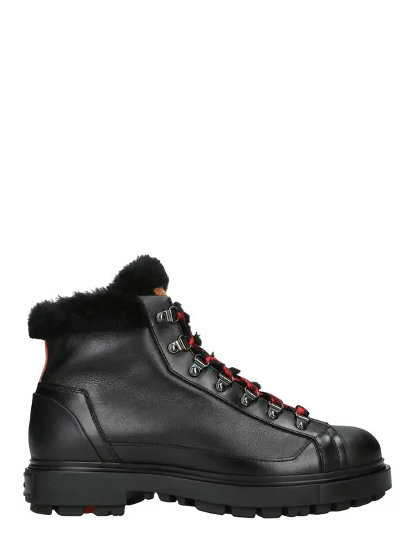 Santoni Leather St. Moritz Hiking Boots - Black