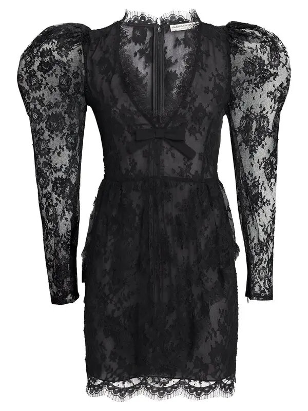 Alessandra Rich Lace Bow-detail Mini Dress - Black