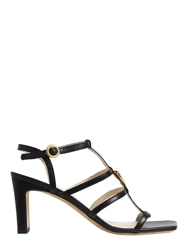 Claudie Pierlot Leather Heart Heeled Sandals - Black