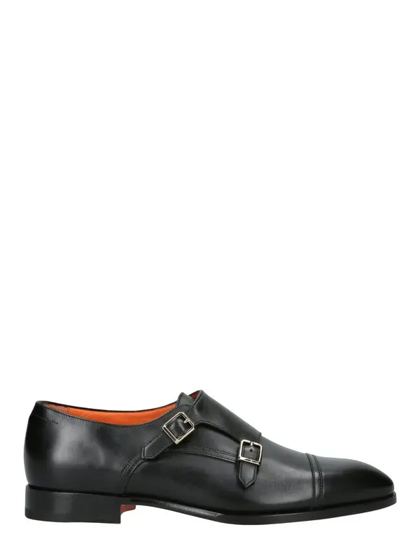 Santoni Leather Adrian Blake Monk Shoes - Black