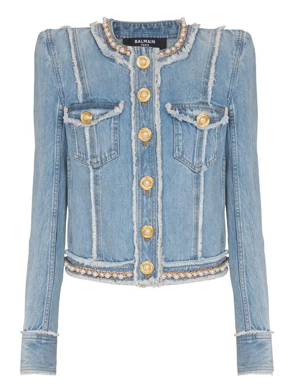 Balmain Denim Embellished Jacket - Blue