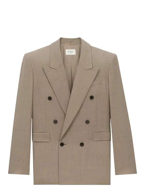 Saint Laurent Wool Double-breasted Blazer - Grey