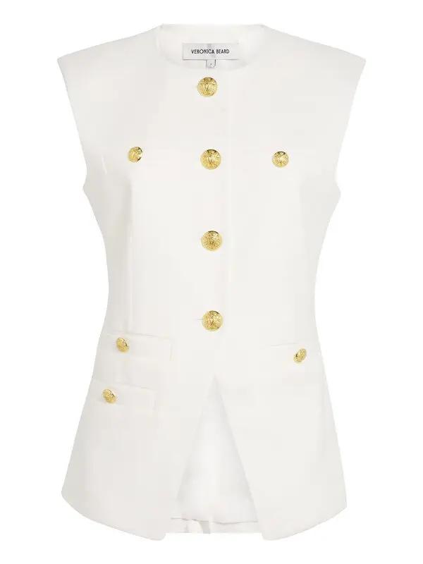Veronica Beard Linen-blend Sleeveless Tamara Blazer - White
