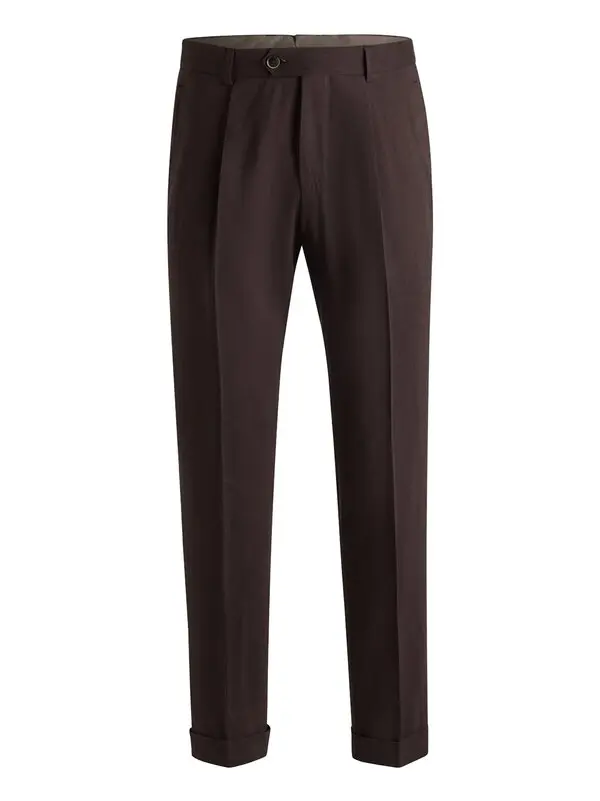 BOSS Linen-wool Tailored Trousers - Brown