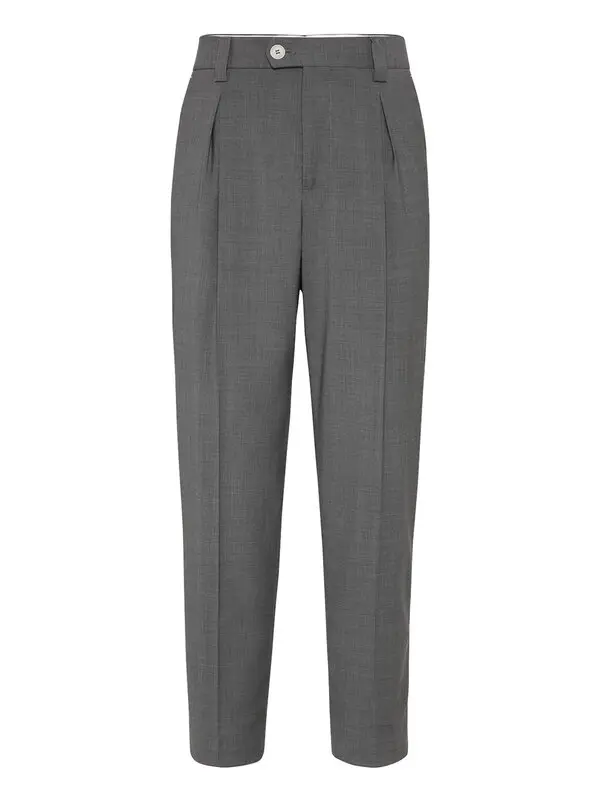 Brunello Cucinelli Virgin Wool Dynamic Trousers - Grey
