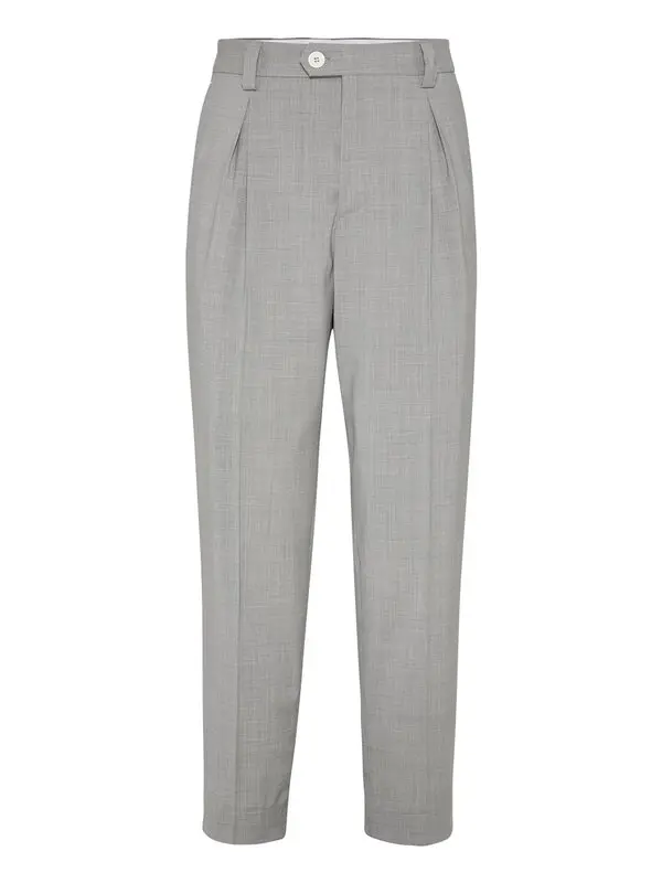 Brunello Cucinelli Virgin Wool Dynamic Trousers - White