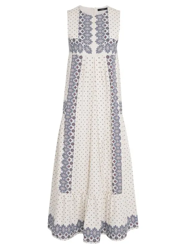 Max Mara Cotton Printed Midi Dress - White