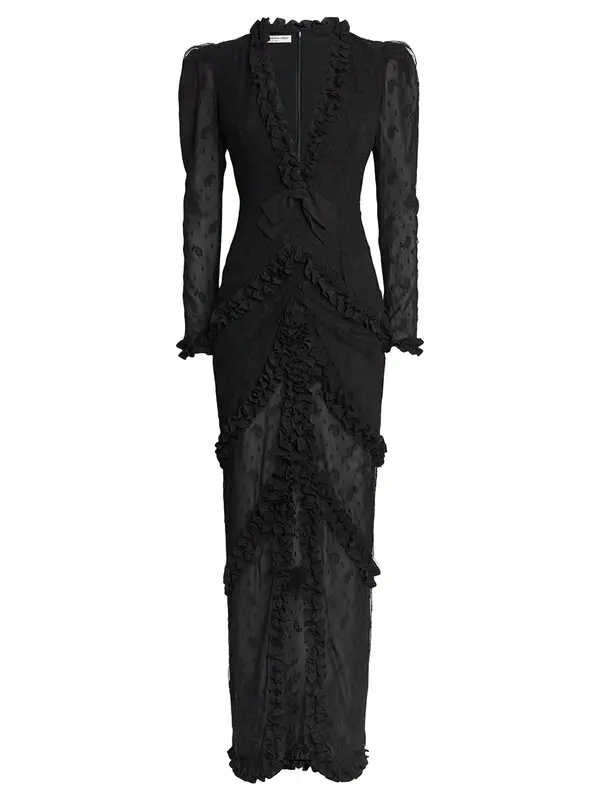 Alessandra Rich Lace-detail Maxi Dress - Black
