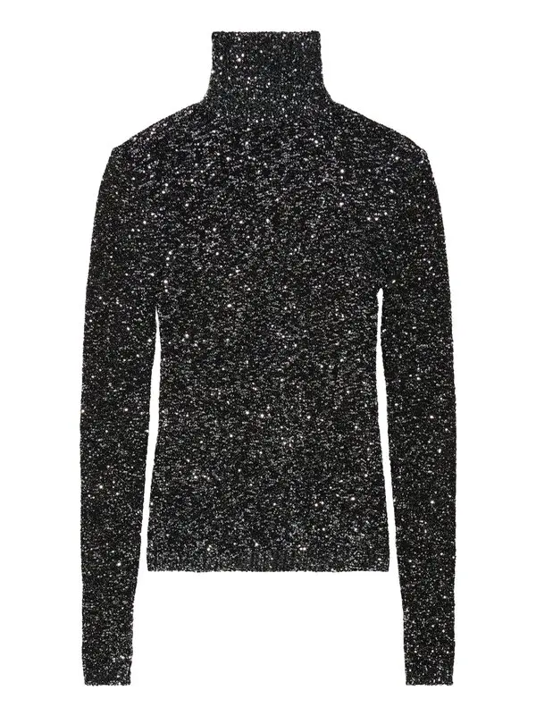 Balenciaga Sequin Rollneck Top - Black