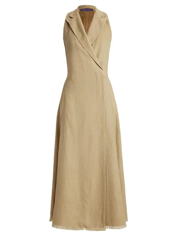 Ralph Lauren Silk-linen Twill Alecia Dress - Beige