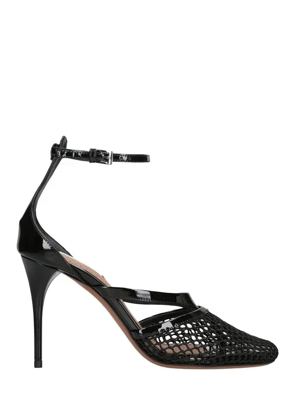 Alaïa Infradito Fishnet Ankle-strap Heels - Black