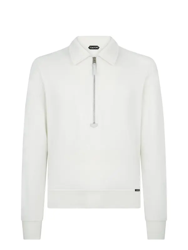 TOM FORD Cotton-cashmere Half-zip Sweatshirt - White