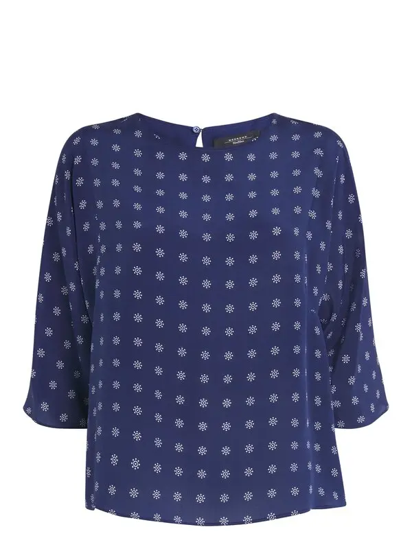 Max Mara Silk Floral Print Blouse - Blue