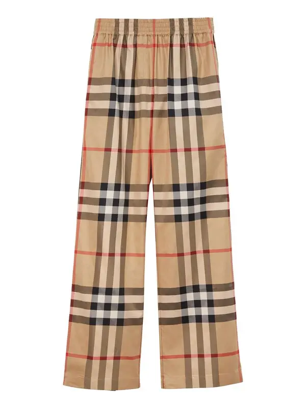 Burberry Cotton Check Trousers - Beige