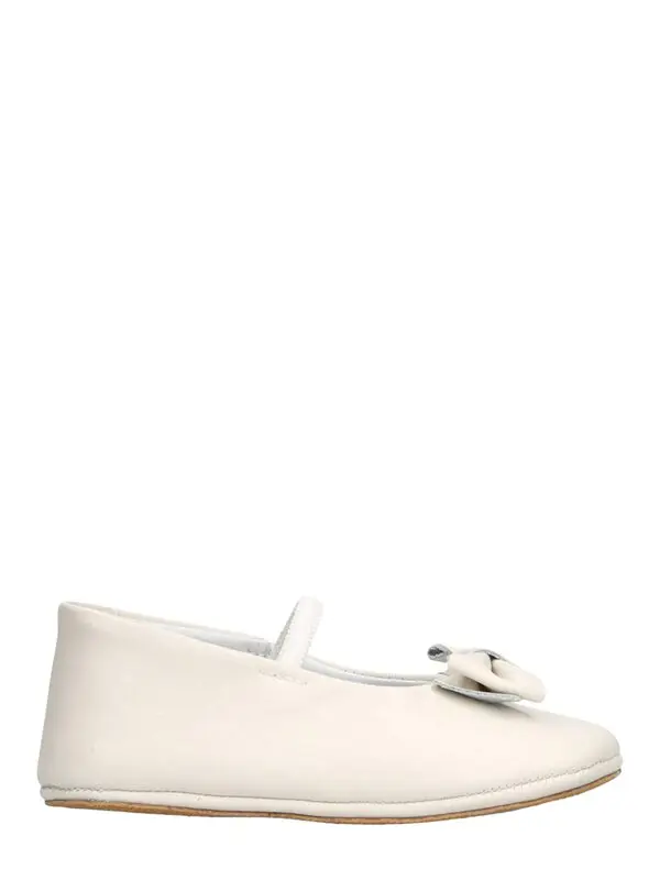 PAPOUELLI Leather Flats With Bow Detailing - Beige