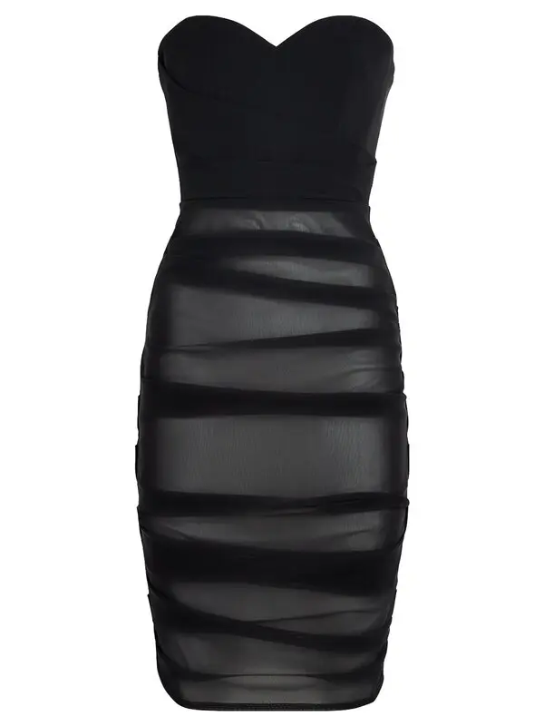 Alex Perry Stretch-mesh Strapless Mini Dress - Black