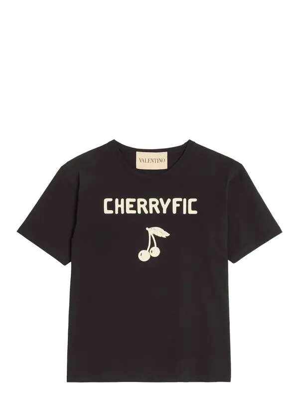 Valentino Garavani Cotton Printed Cherry T-shirt - Black
