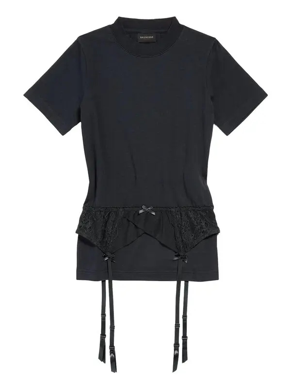Balenciaga Stretch-cotton Lingerie T-shirt - Black