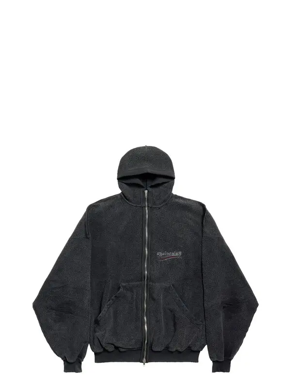 Balenciaga Political Campaign Inside-out Zip-up Hoodie - Beige
