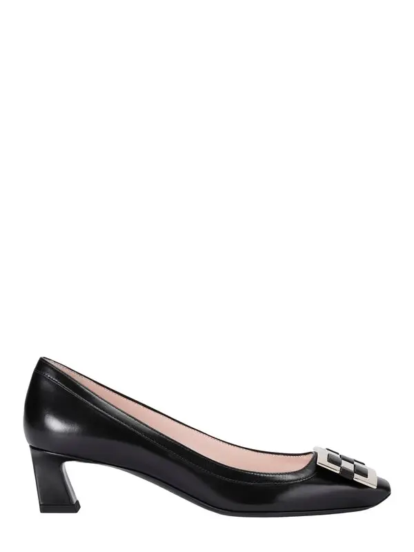 ROGER VIVIER Leather Braided-buckle Trompette Pumps 45 - Black